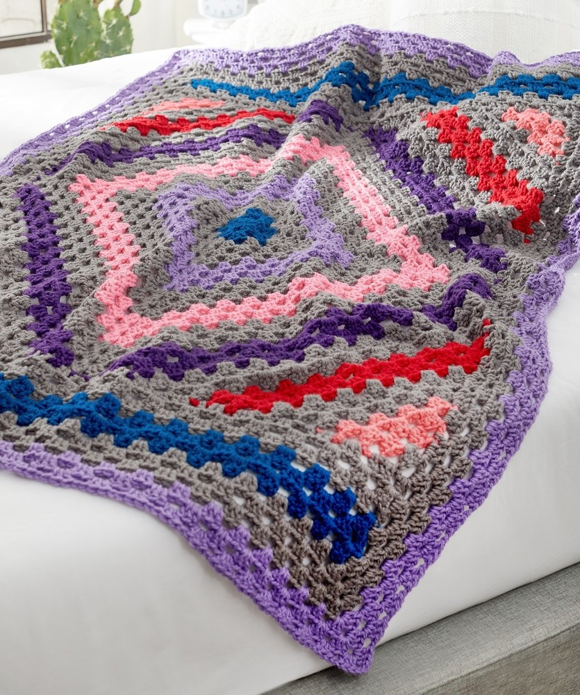 Diamond Crochet Pattern Diamond In The Rough Crochet Throw Red Heart ...