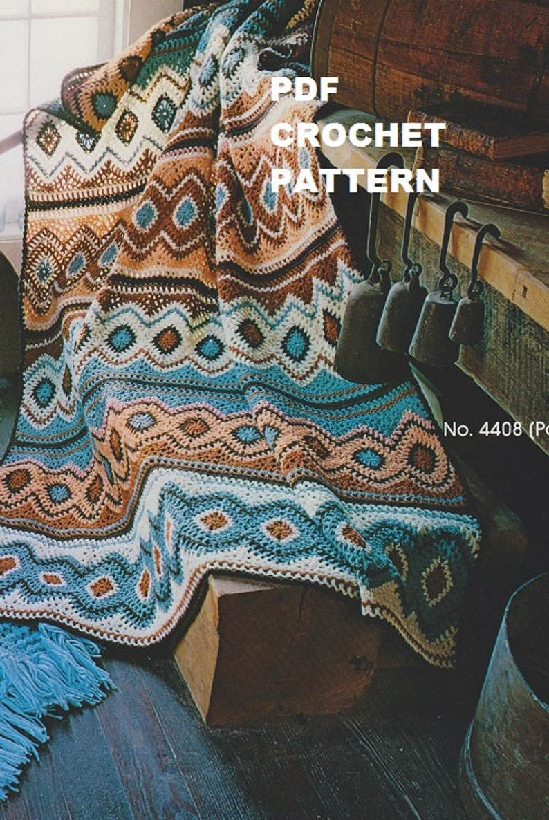 Navajo Crochet Pattern Crochet Navajo Afghan Pattern Kc0014 ...