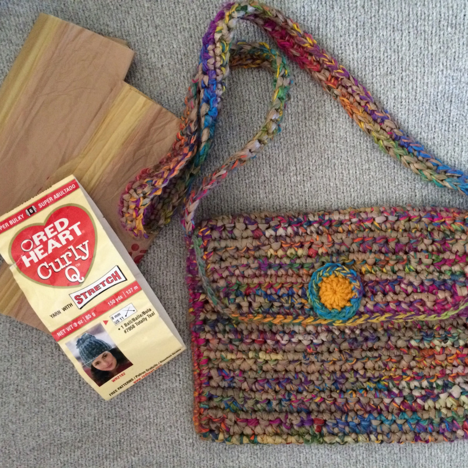 Plarn Crochet Patterns Free Crochet Plarn Yarn Shoulder Bag Purse Etsy ...