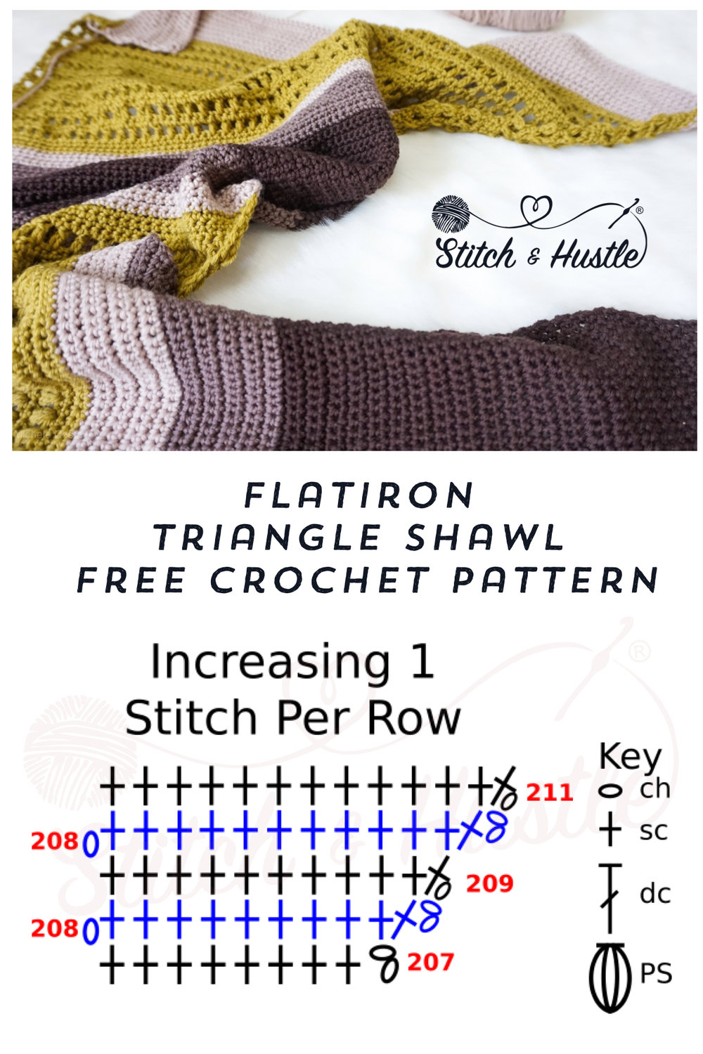 Triangle Crochet Pattern Flatiron Asymmetrical Triangle Shawl Free ...